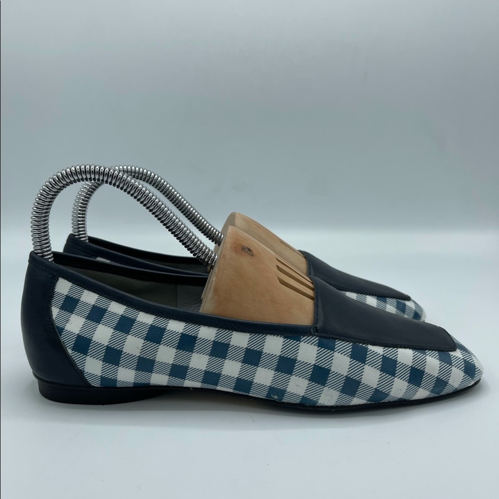 Donald Pliner Deedee Gingham Toe Leather Flats. - Gem